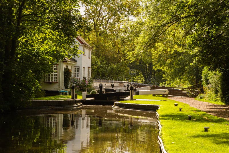 English Country Canal Lock stock image. Image of attractively - 26863557