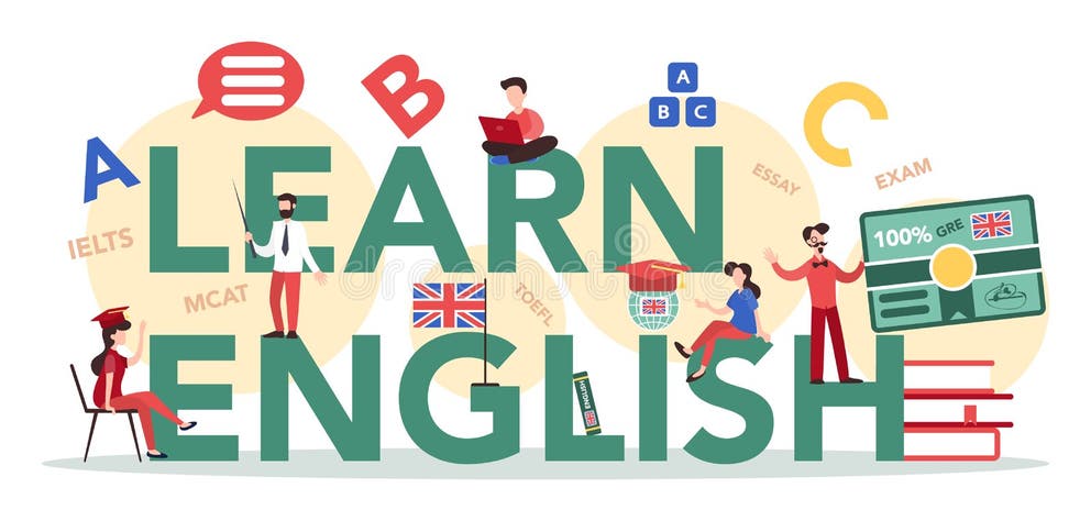 English Course Typographic Header Concept. Study Foreign Languages ...