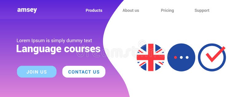 English Course Vector Banner Design Illustration. English School ...