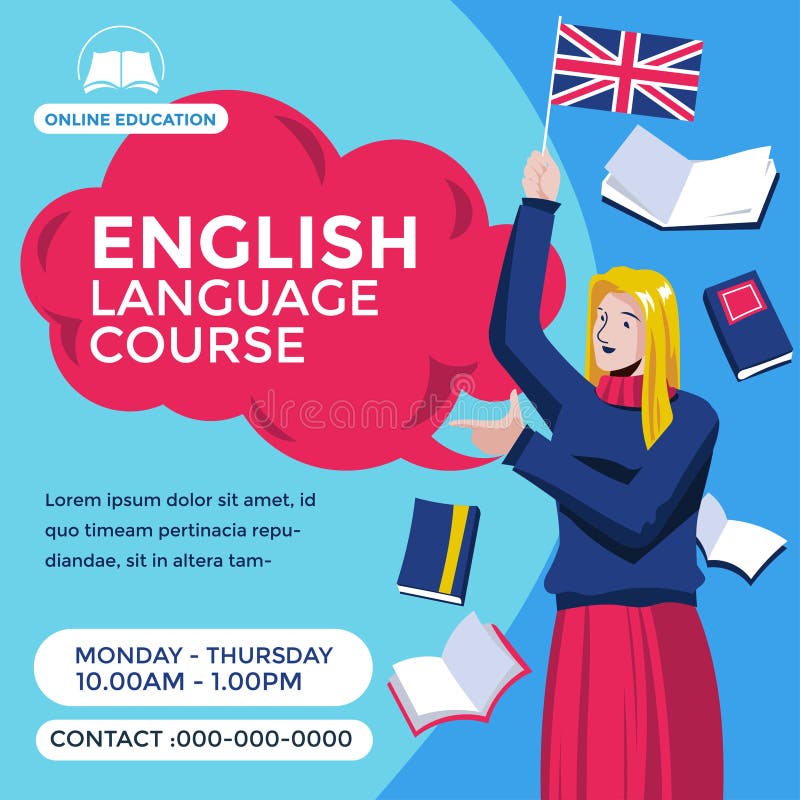 Online English Language Course Webinar Poster Design Stock Vector ...