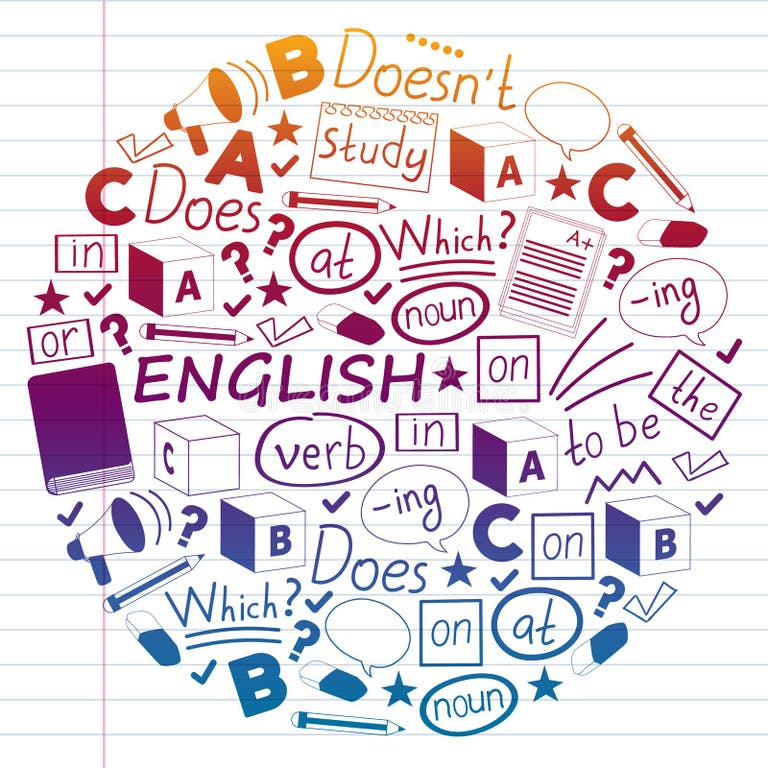 English Courses, English Learning. Vector Pattern. Online Courses ...