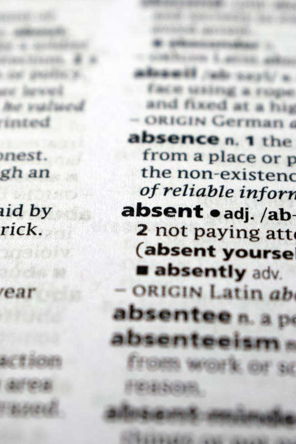 English Dictionary Definition of Word - Absent Stock Illustration ...