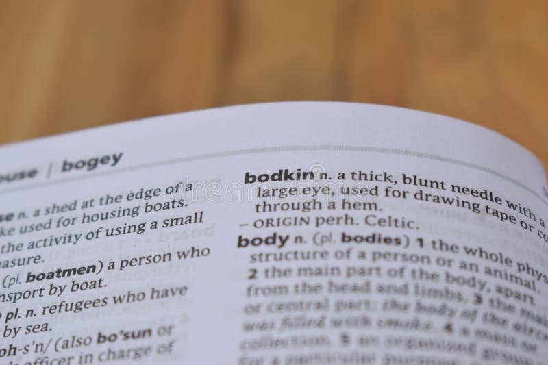 English Dictionary Definition of Word - Bodkin Stock Illustration ...