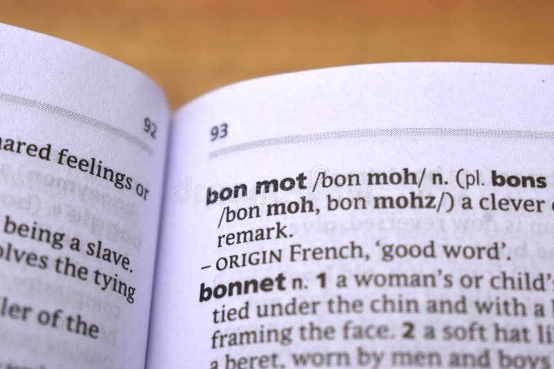 English Dictionary Definition of Word - Bon Mot Stock Illustration ...