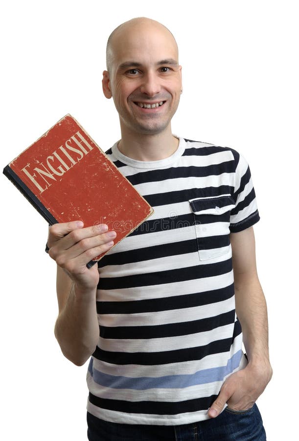 English Education. Happy Man with Textbook Stock Photo - Image of ...