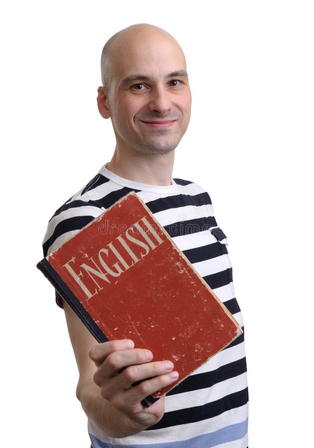 English Education. Happy Man with Textbook Stock Image - Image of ...