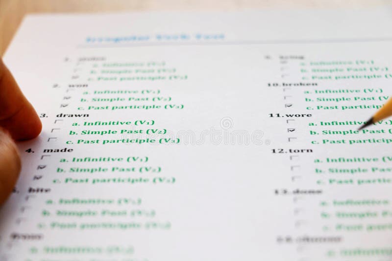 English exam on table stock image. Image of answer, exam - 86558453