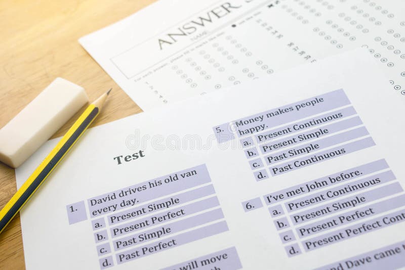 English Exercise and Answer Sheet Stock Image - Image of abstract ...
