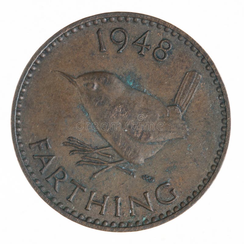 English 1948 Farthing Coin Bird Side Stock Photo - Image of 1948 ...