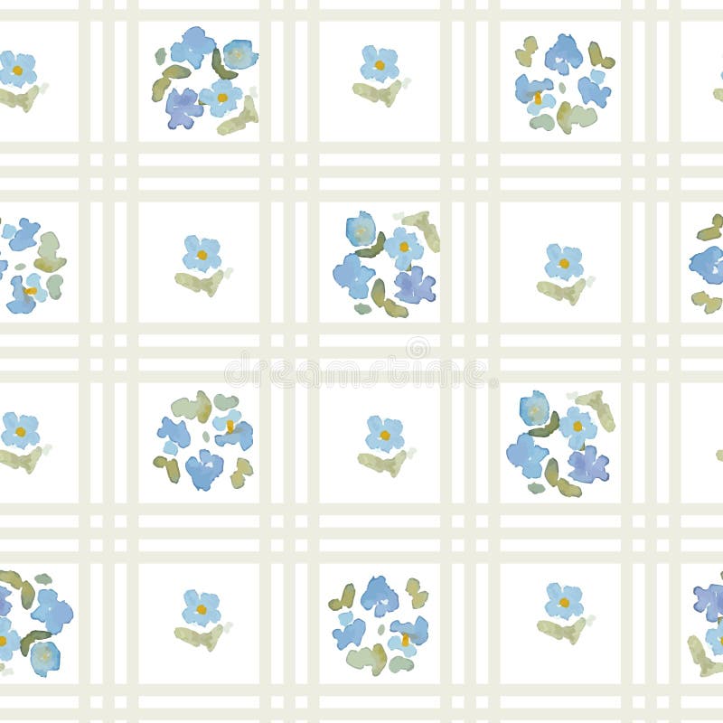 English Floral Pattern with Cross Stripes. Stock Vector - Illustration ...