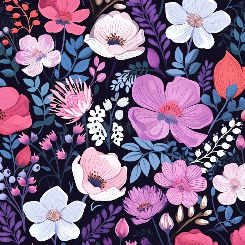 English Garden Flowers Background Pattern Wallpaper Vector Stock ...