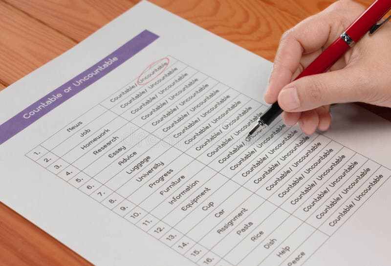 English Grammar Test Sheet on Wooden Table Stock Image - Image of ...