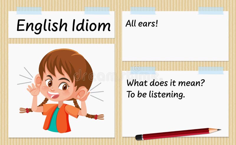 English Idiom All Ears Template Stock Vector - Illustration of vector ...