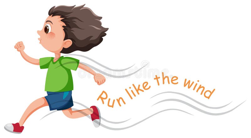 English Idiom with Picture Description for Run Like the Wind on White ...