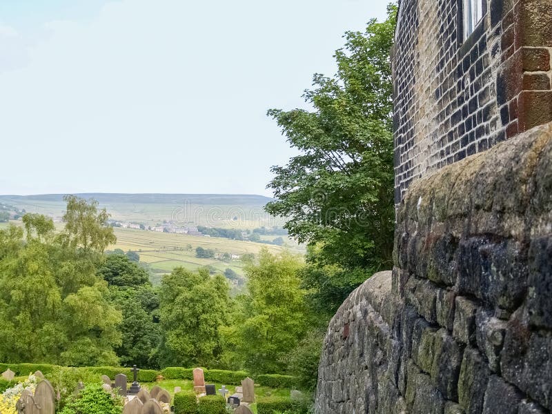English Landscape View Over Graveyard beside Stone Building Stock Image ...