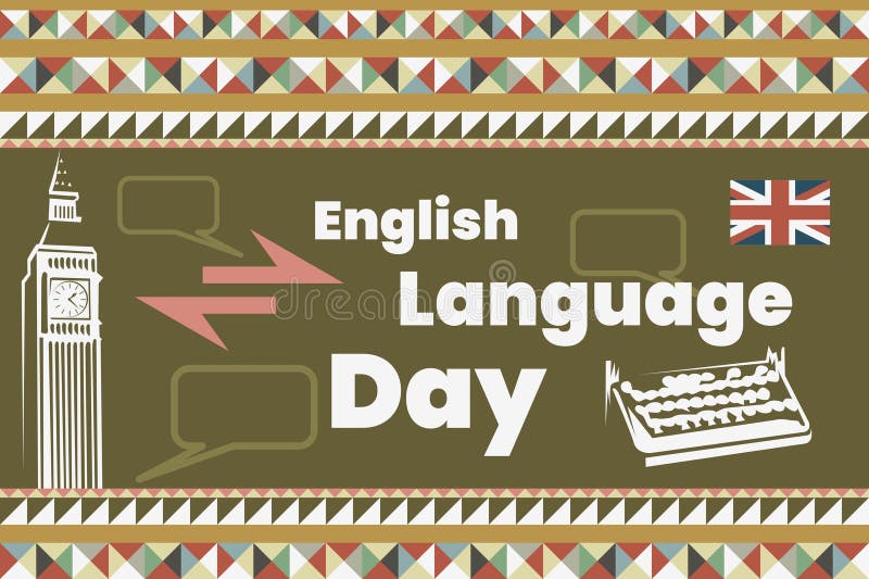 English Language Day Vector Illustration Poster Stock Vector ...