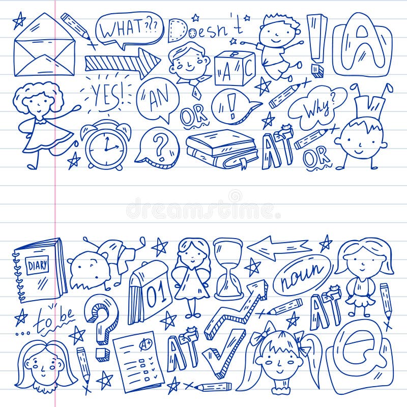 English Language. Flat Design, Vector Pattern. Stock Vector ...