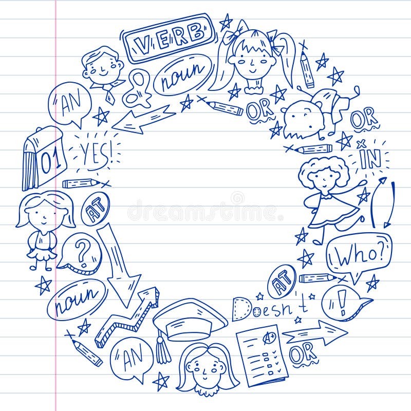 English Language. Flat Design, Vector Pattern. Stock Vector ...