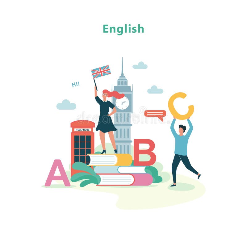 English Language Lesson in School. Idea of Education Stock Vector ...