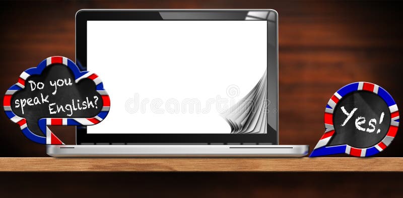 English Language Lesson - Two Speech Bubbles and a Laptop Computer ...