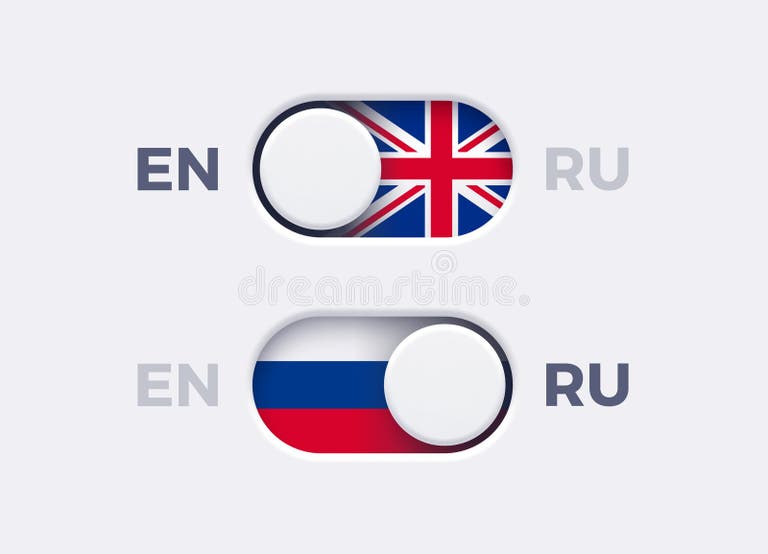 English Language Mode and Russian Language Mode Toggle Switch Buttons ...