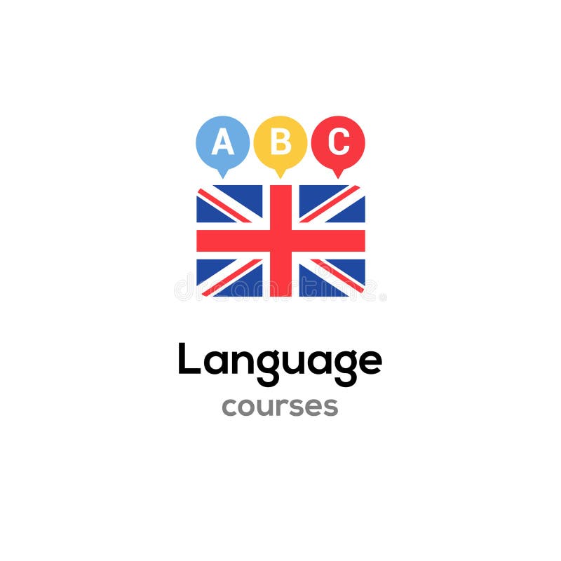 English Language School Logo Course Concept. Vector English Speak ...