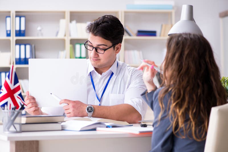 The English Language Training with Teacher and Student Stock Image ...