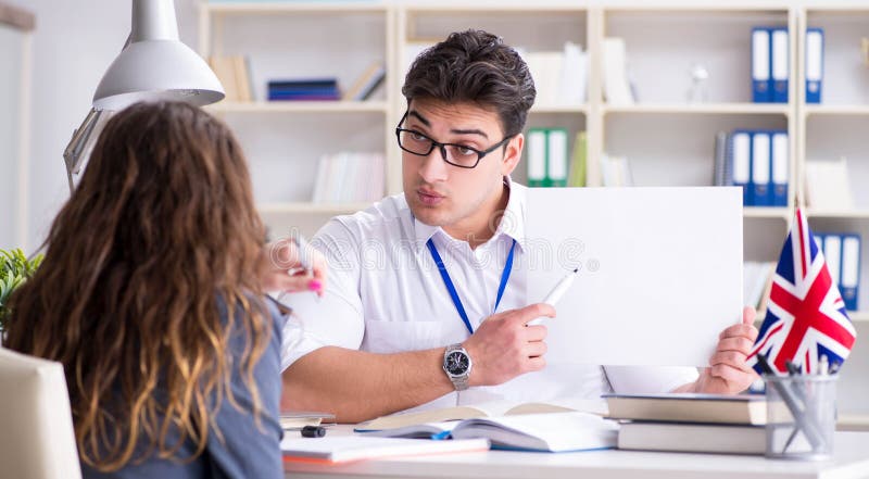 English Language Training with Teacher and Student Stock Image - Image ...