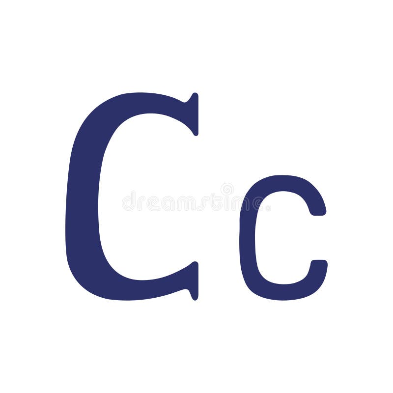 English Language Uppercase, Small Letter C, Isolated on White ...