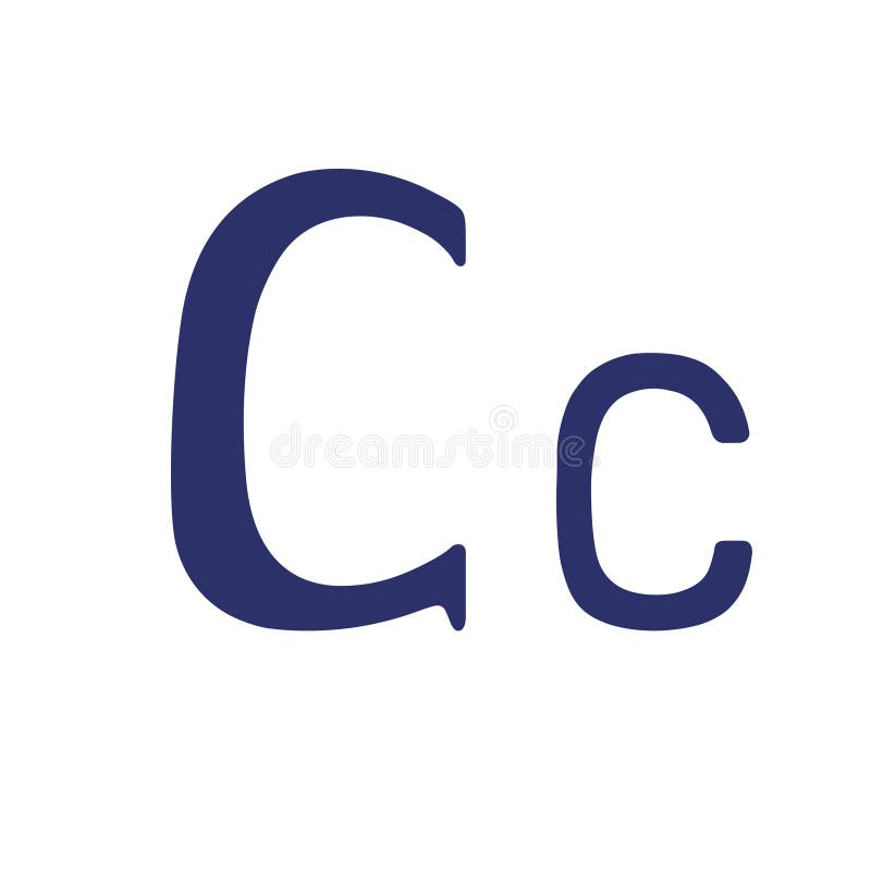 English Language Uppercase, Small Letter C, Isolated on White ...