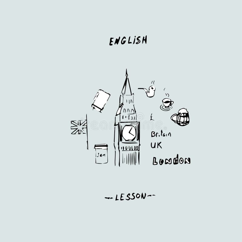 English Lesson. Freehand Drawing Concept. Stock Vector - Illustration ...