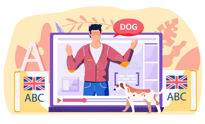 English Lesson on the Screen of a Computer. Learn English Online ...