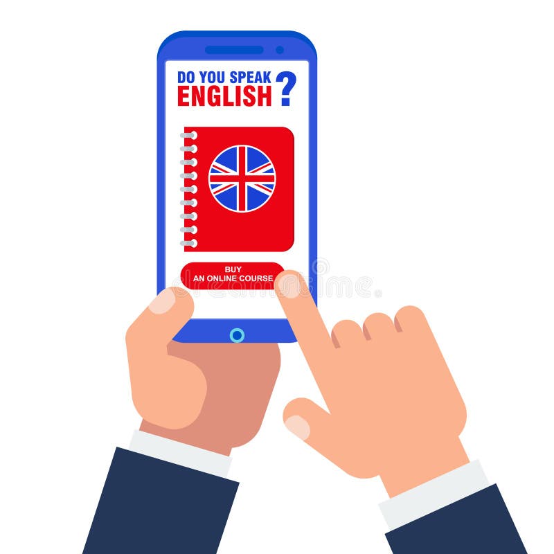 English Lesson on the Screen of a Mobile Phone. Individual Study of a ...
