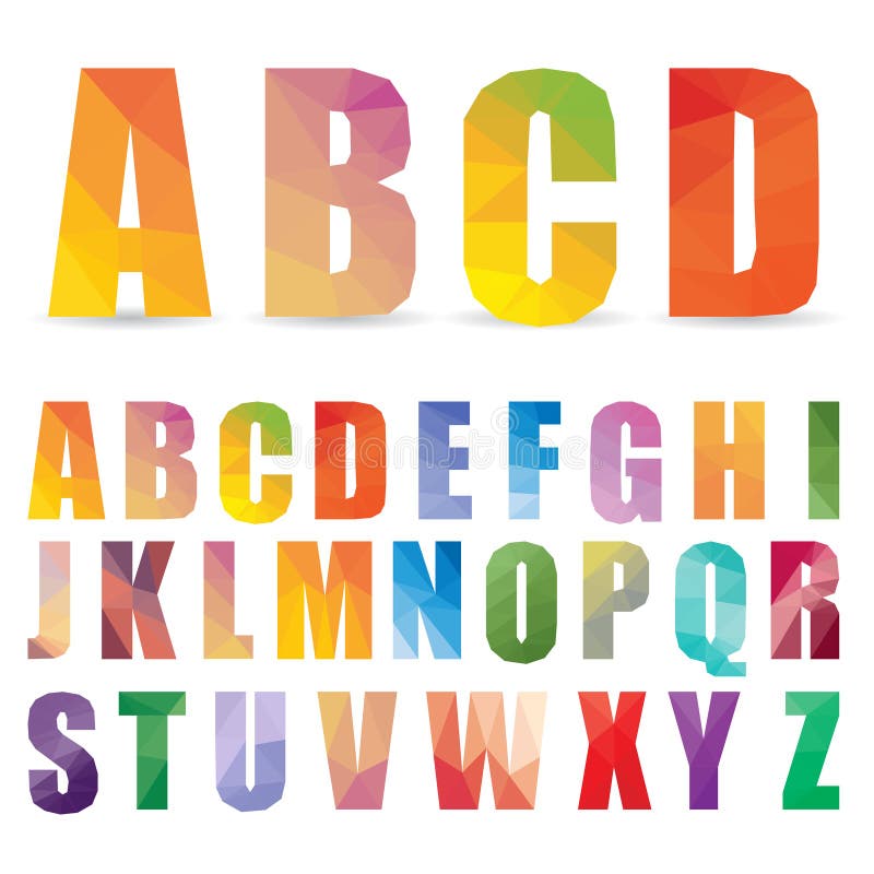 English Multicolor Alphabet in Polygonal Style. Vector Illustration ...