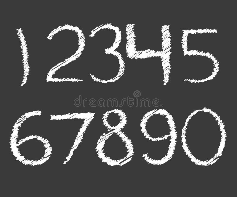 English Numbers Written in Chalk on Black, Vector Elements Stock Vector ...