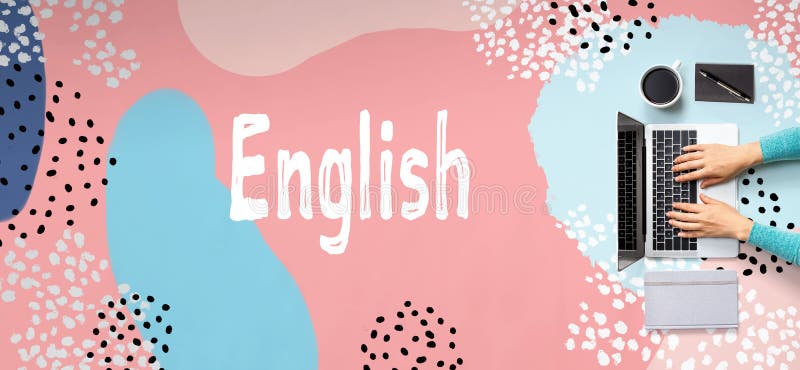 English with Person Using Laptop Stock Image - Image of color, learning ...
