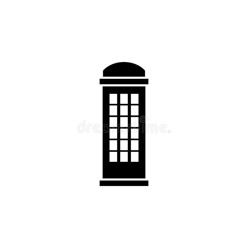English Phone Booth, London Telephone Box Solid Flat Vector Icon Isolated on White Background ...
