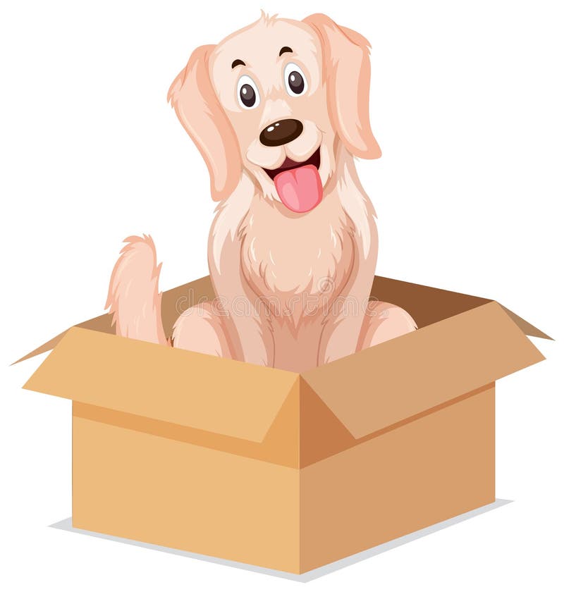 English Prepositions with Dog Sit in the Boxes Stock Vector ...