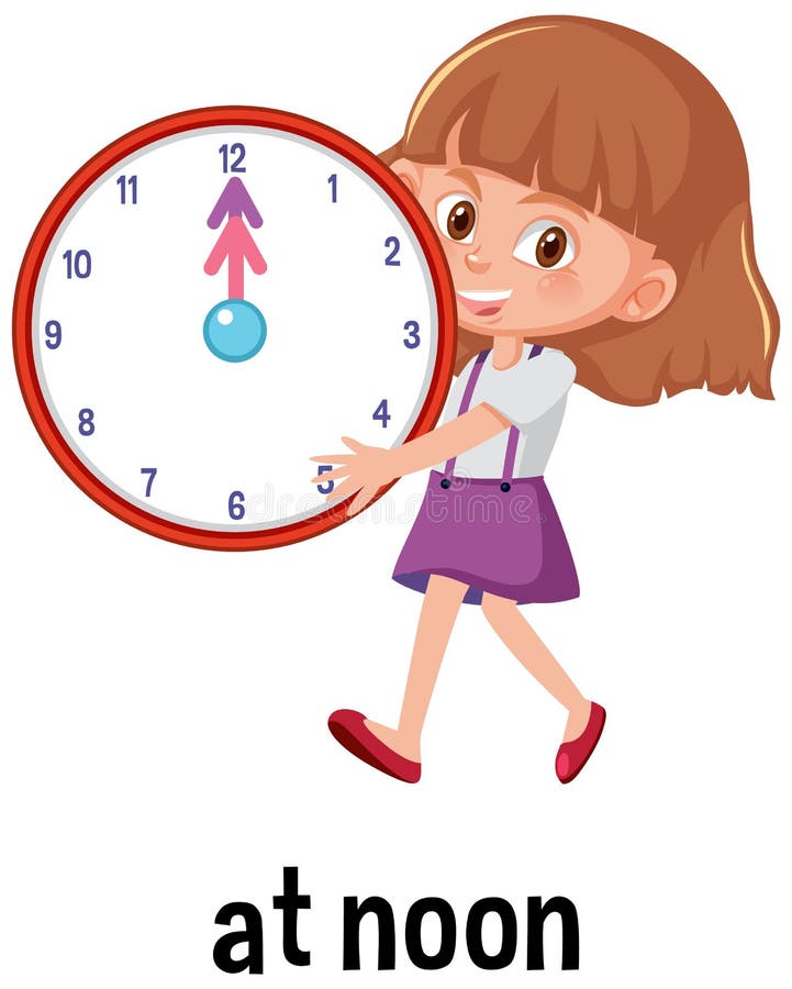 English Prepositions of Time for Children Stock Vector - Illustration ...