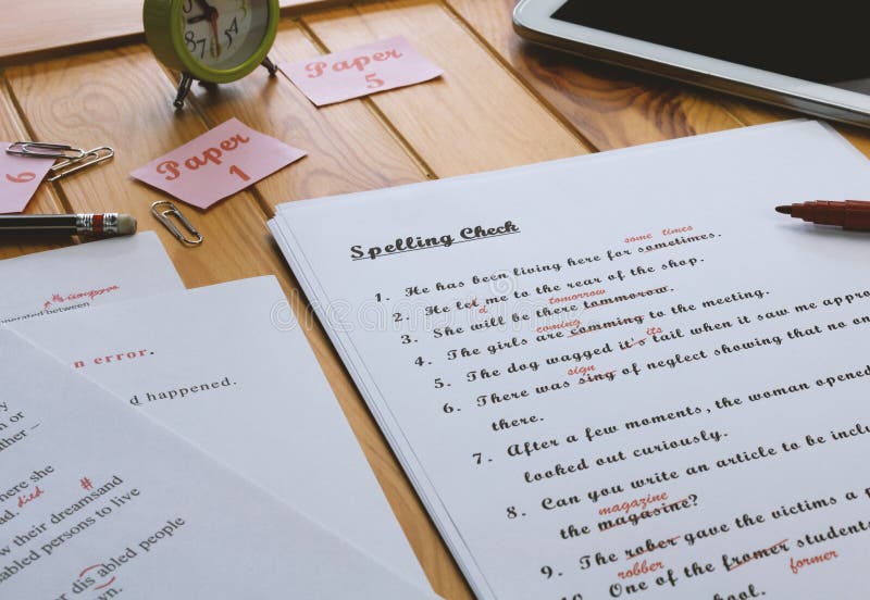 English Proofreading Paper on Table in Office Stock Image - Image of ...