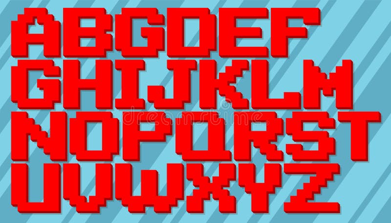 Pixel English Alphabet and Numbers. Pixel Font. Stock Vector ...
