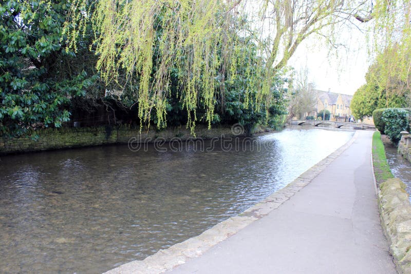English Riverside Pathway and Bridge Stock Image - Image of south ...