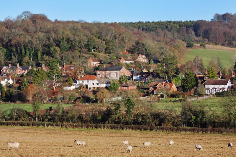 An English Rural Hamlet in Winter Sunshine Stock Image - Image of ...