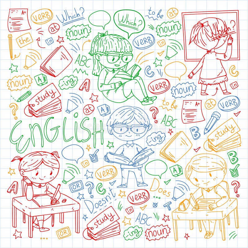 English School For Children. Learn Language. Education Vector ...