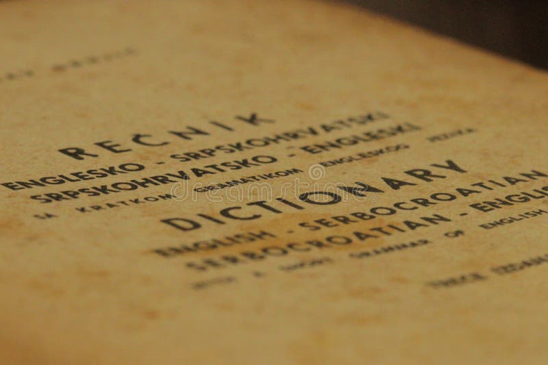 English-Serbo Croatian Dictionary Stock Image - Image of antique, white ...