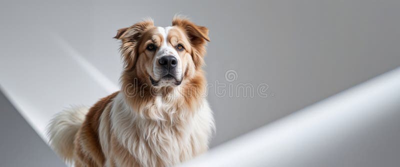 English Shepherd in Full View on Studio Background. Stock Photo - Image ...