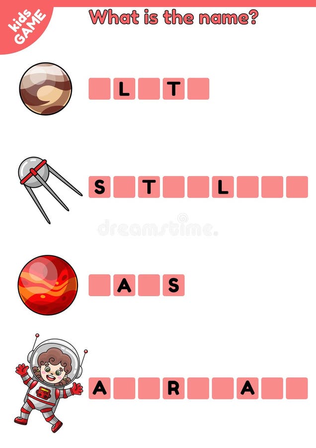English Spelling Training Game on Space Theme Stock Vector ...