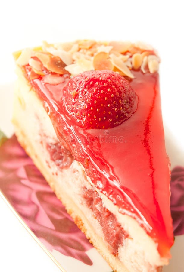 English Style Cheesecake with Strawberry Isolated Stock Image - Image ...