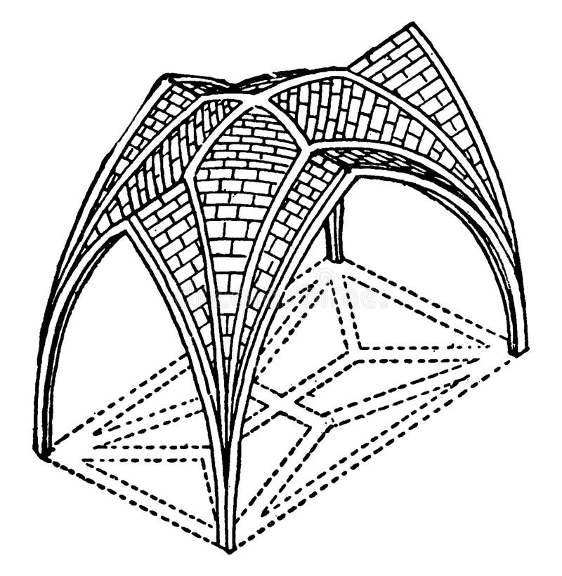 English Style Ribbed Vault, Style, Vintage Engraving Stock Vector ...