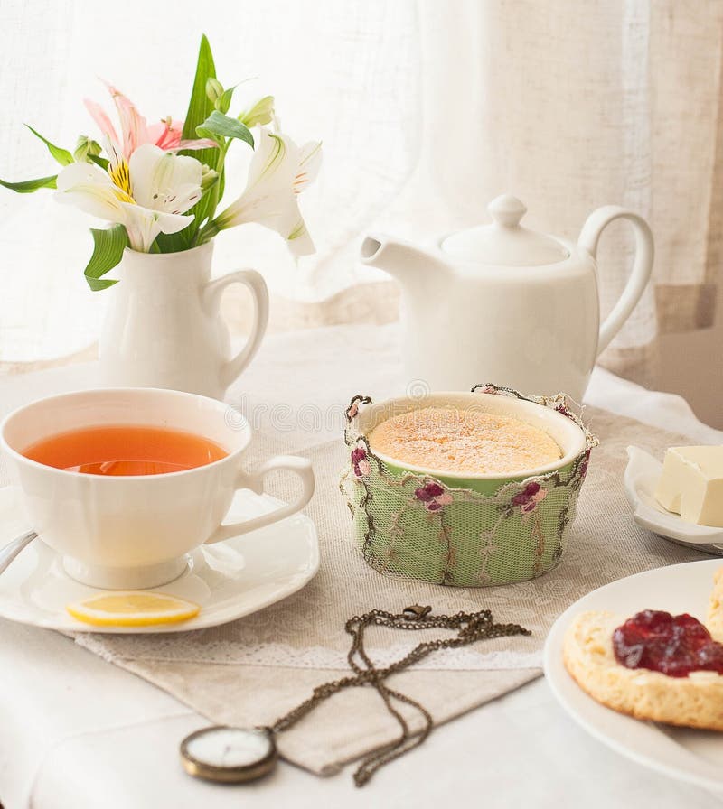 English 5 Oclock Tea Party Ceremony Stock Image - Image of flower ...